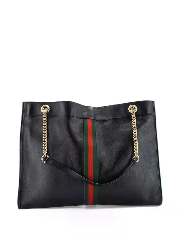 Gucci Rajah Chain Leather Large Tote Bag - Black