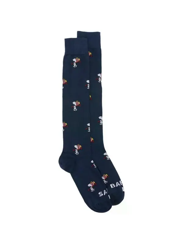 MC2 SAINT BARTH Graphic-print Ribbed-trim Socks - Blue