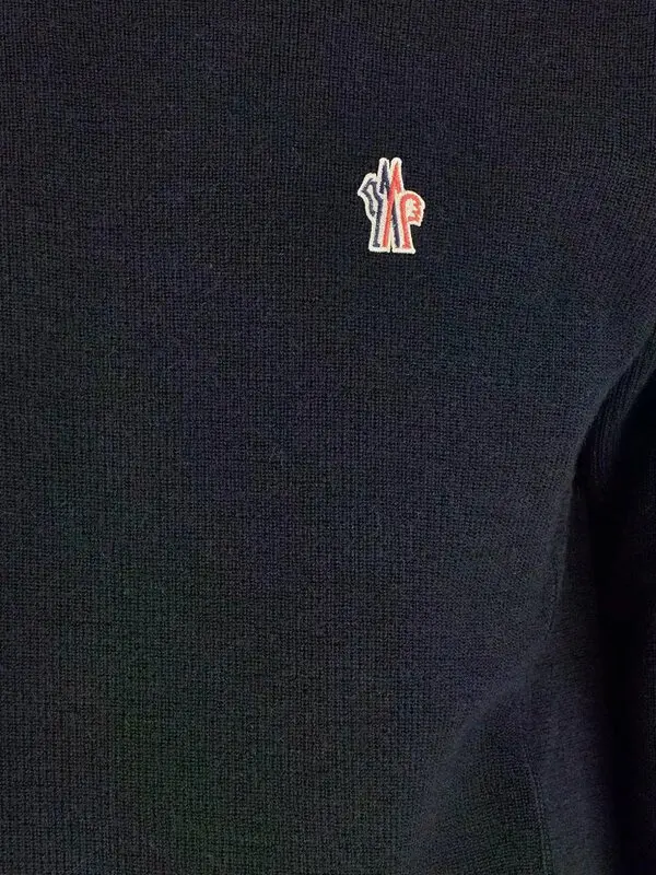 Moncler Logo-patch Wool Sweater - Blue
