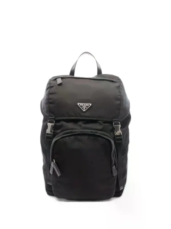 Prada 2010s Triangle-plaque Backpack - Black