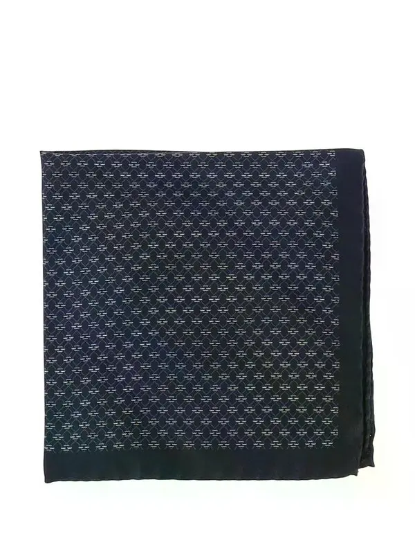 BOSS One Silk Pocket Square With Printed Pattern - Blue