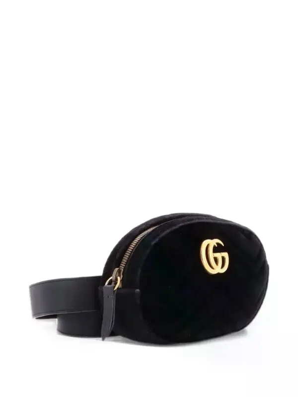 Gucci Gg Marmont Matelasse Velvet Belt Bag