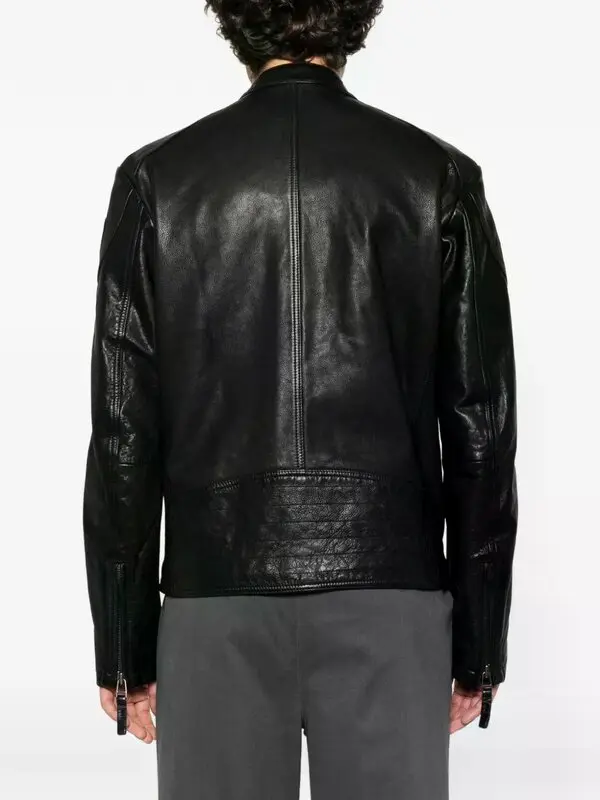 BLAUER. Logo-patch Leather Jacket