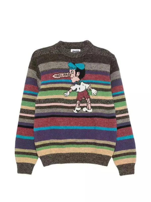 MAGLIANO Striped Intarsia-knit Sweater