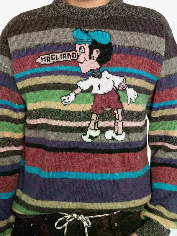 MAGLIANO Striped Intarsia-knit Sweater