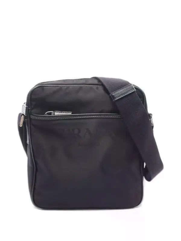 Prada 2010s Tessuto Saffiano Shoulder Bag - Black