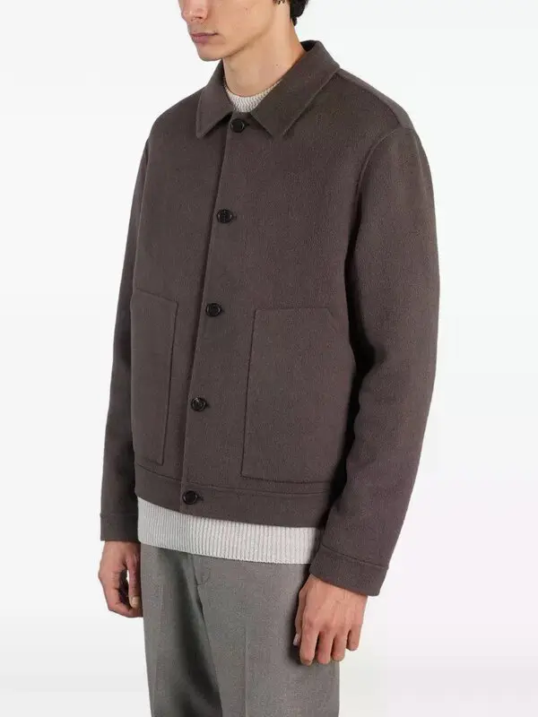 LOW BRAND Button-up Patch-pocket Shirt Jacket