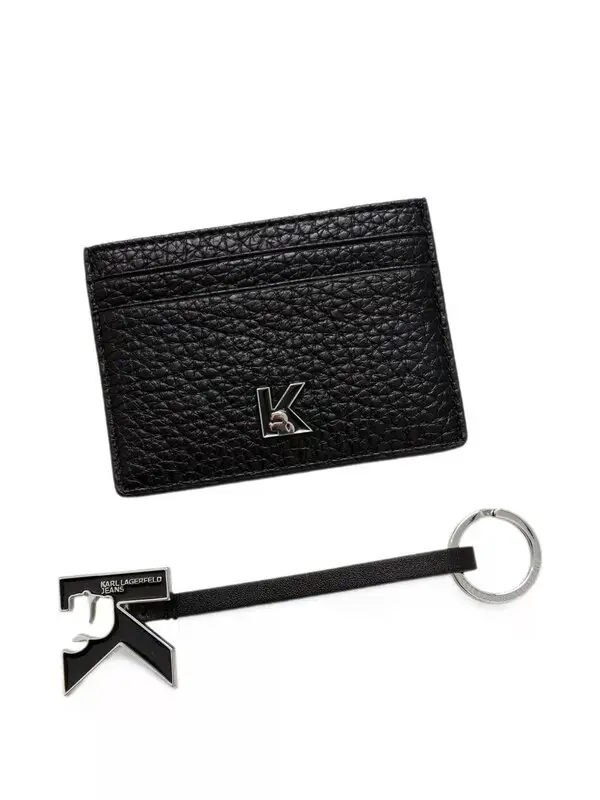 Karl Lagerfeld Logo-plaque Cardholder And Keyring Set - Black