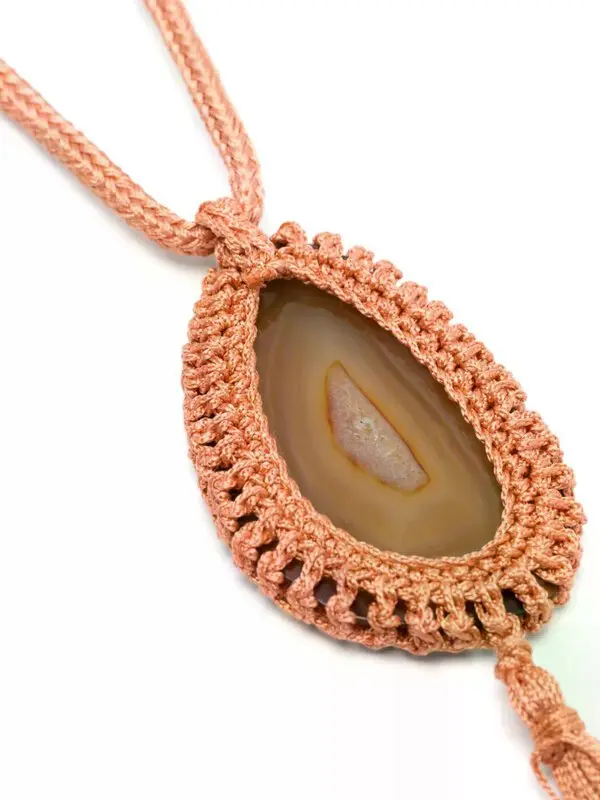 FORTE_FORTE Crochet Stone-pendant Necklace