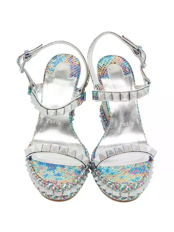 CHRISTIAN LOUBOUTIN Pyraclou Snakeskin-embossed Wedge Sandals