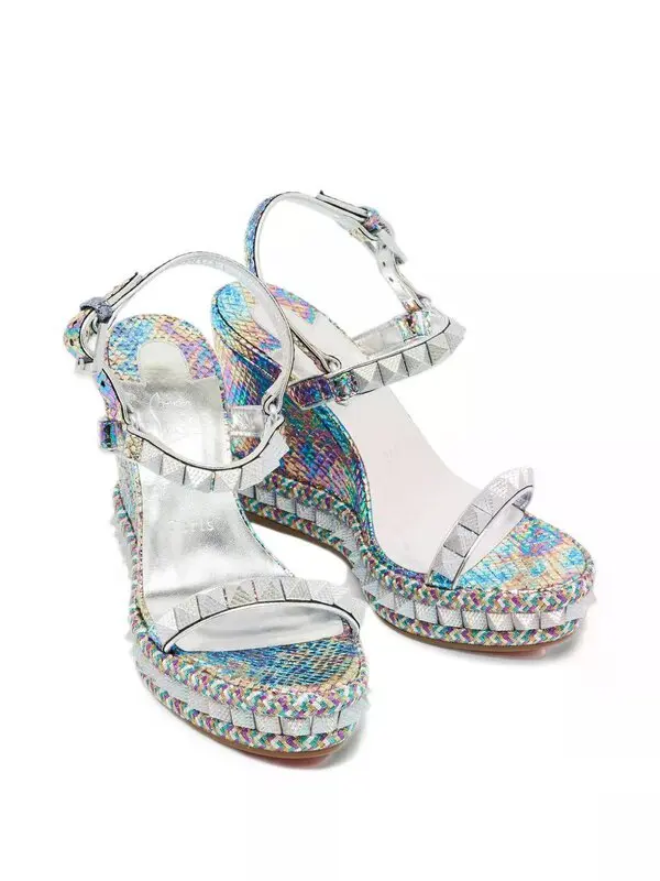 CHRISTIAN LOUBOUTIN Pyraclou Snakeskin-embossed Wedge Sandals