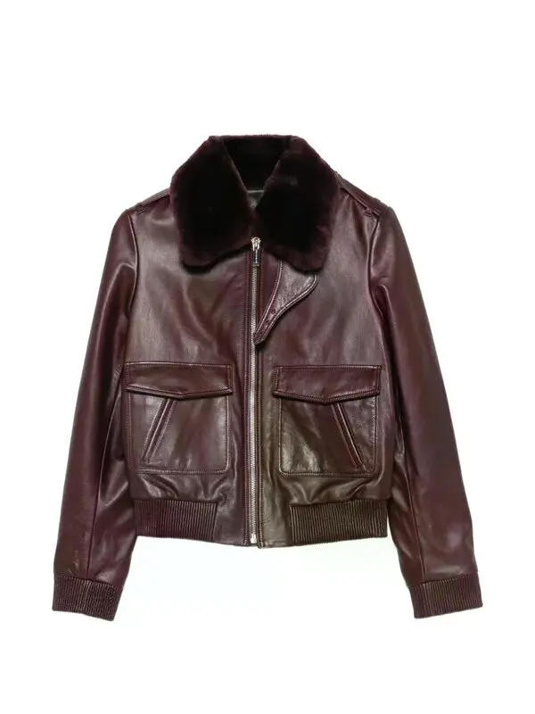Barbara Bui Shearling-collar Leather Jacket