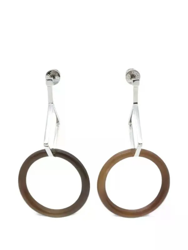Hermès 2010s Buffalo Horn Drop Earrings - Silver