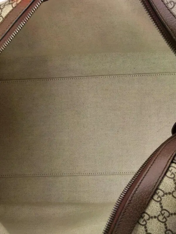 Gucci Savoy Web Convertible Duffle Bag Gg Coated Canvas Medium Travel Bag - Brown