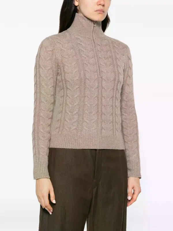 Max Mara Cable-knit Quarter-zip Sweater