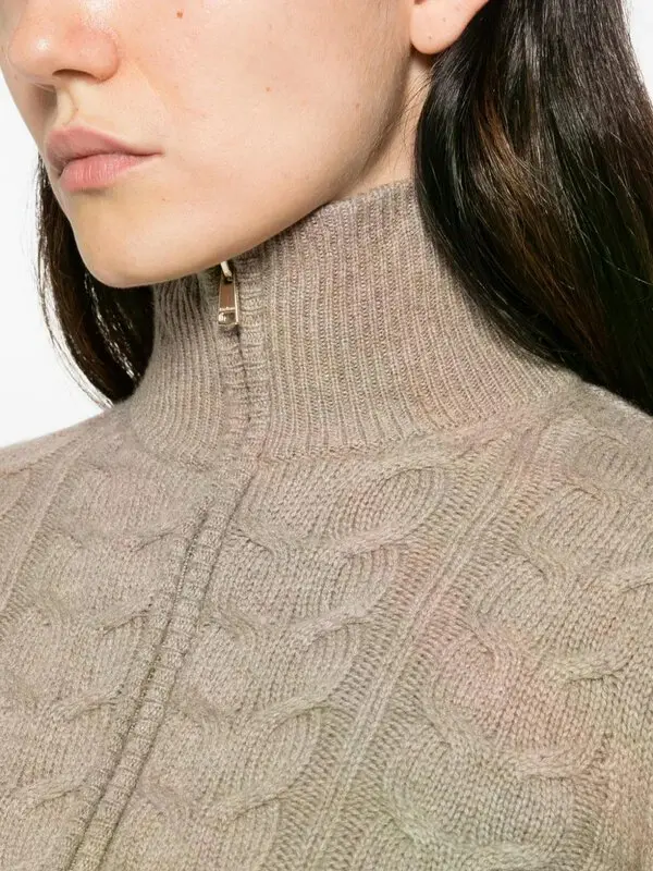 Max Mara Cable-knit Quarter-zip Sweater