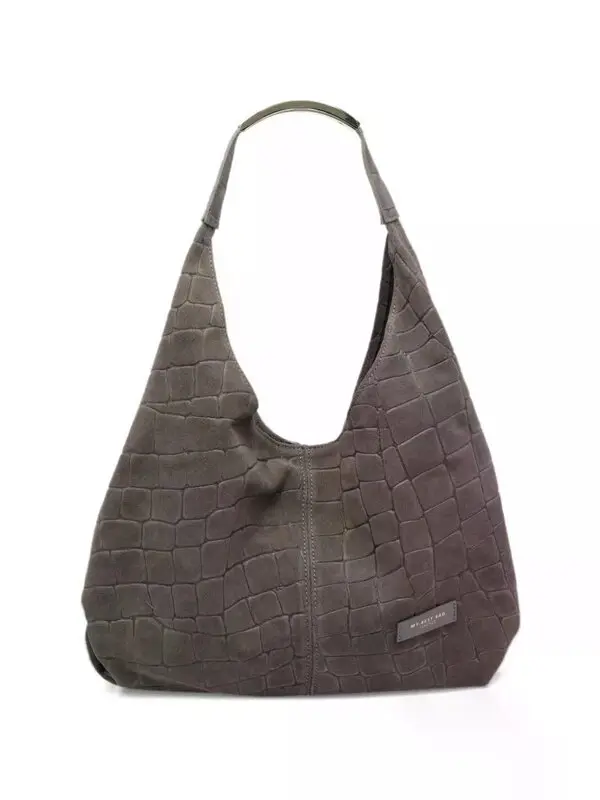 MY BEST BAG FIRENZE Ellisse Croc-effect Suede Shoulder Bag