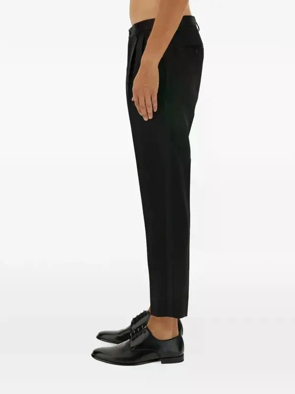 Dolce & Gabbana Pleated Satin-trim Tailored Trousers - Black