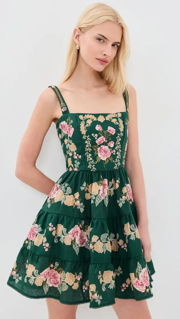 Agua Bendita Lima Nostalgia Linen Mini Dress