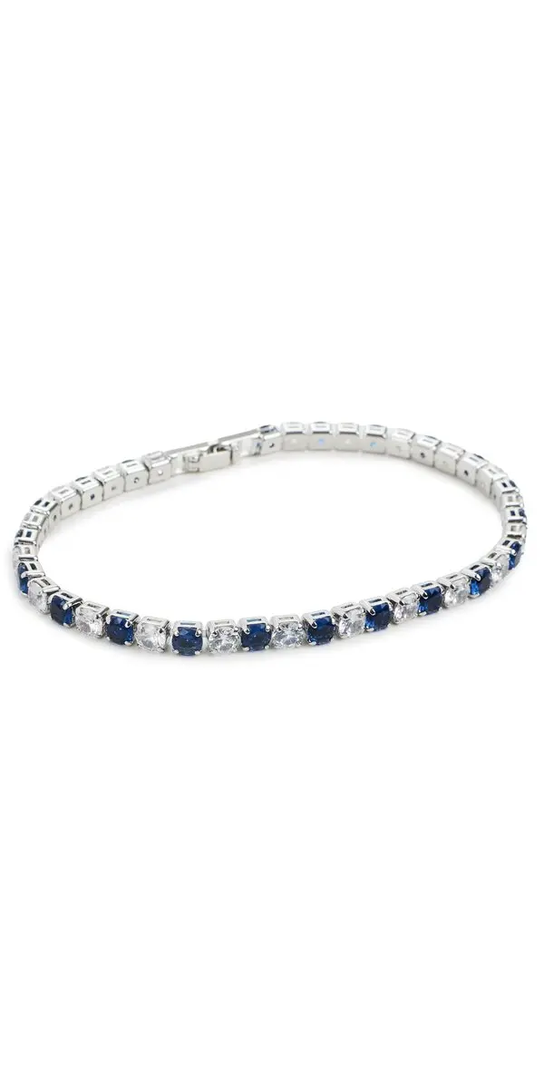 ADINA EDEN Silver Blue & Clear Cz Tennis Bracelet
