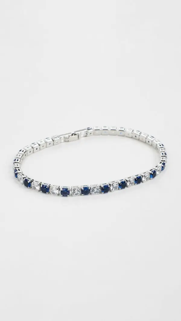 ADINA EDEN Silver Blue & Clear Cz Tennis Bracelet