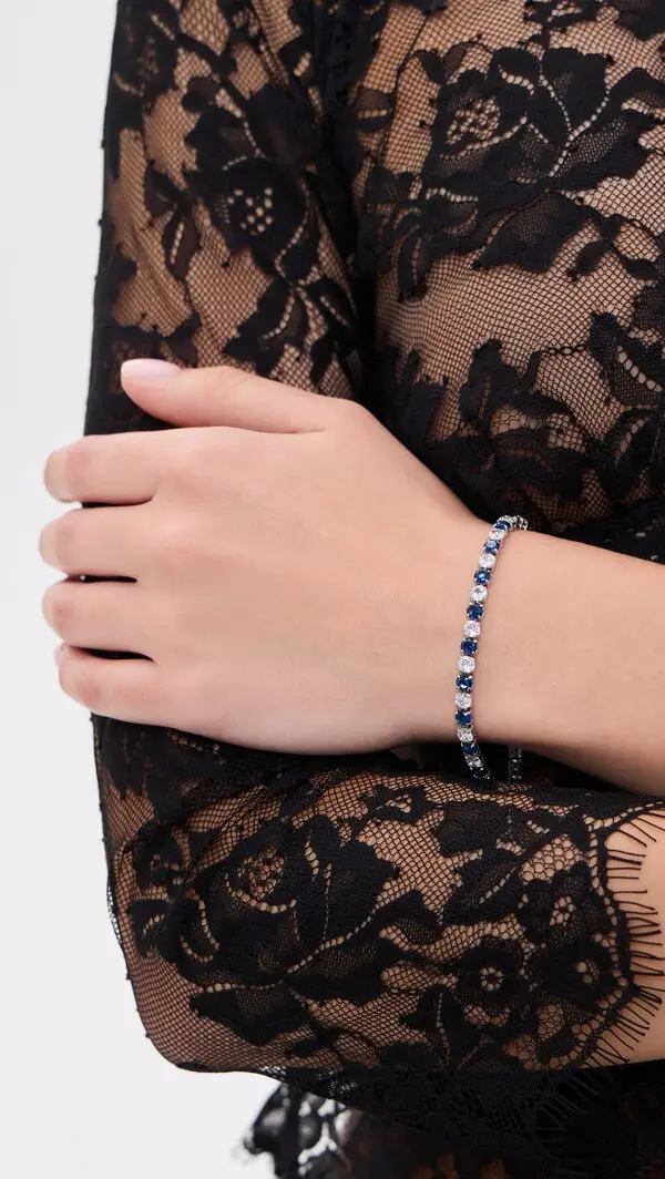 ADINA EDEN Silver Blue & Clear Cz Tennis Bracelet