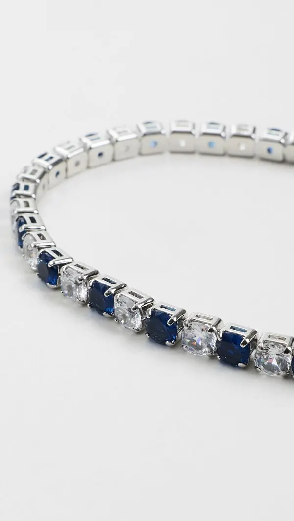 ADINA EDEN Silver Blue & Clear Cz Tennis Bracelet