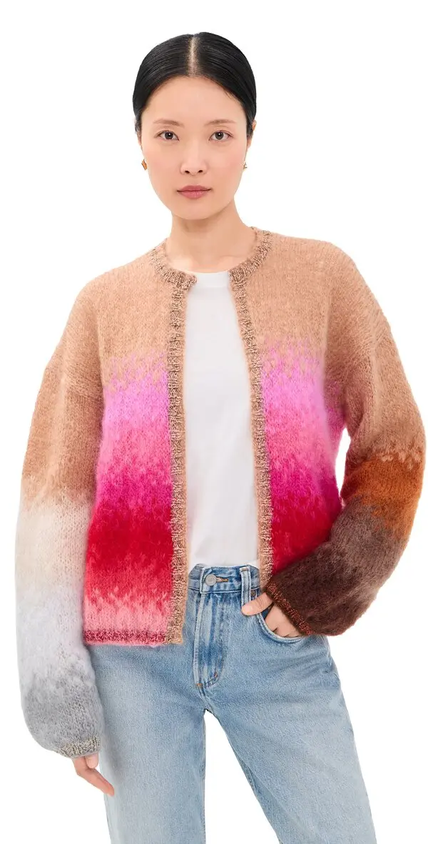 ROSE CARMINE Little Tie Dye Cardigan - Beige/red