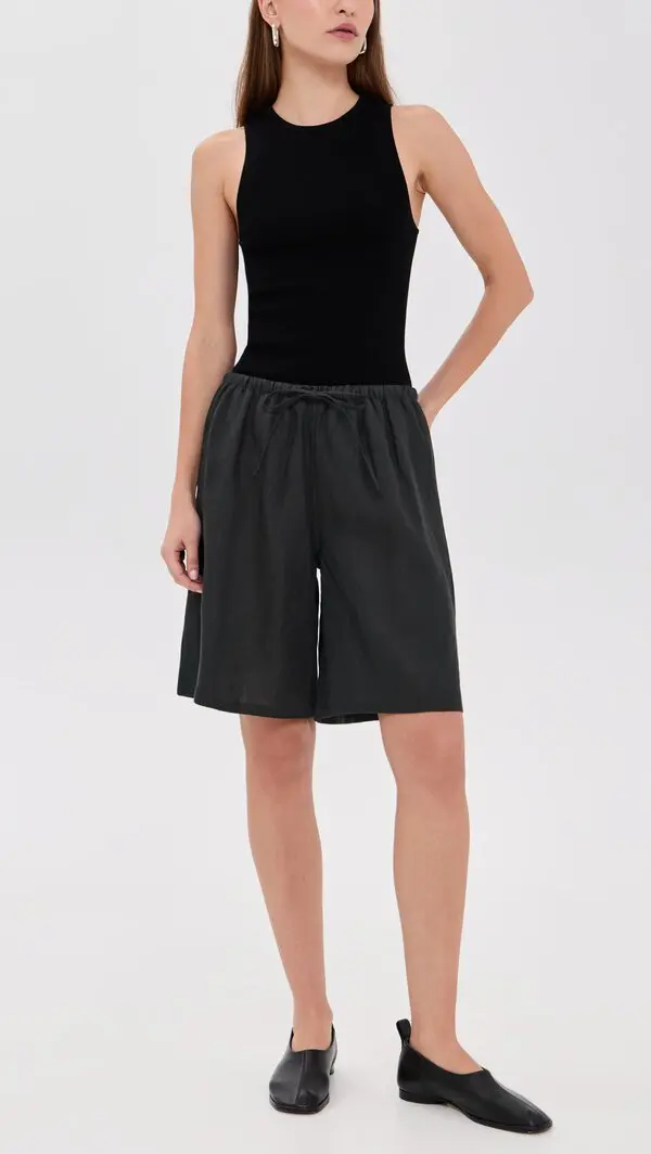 Comme Si Drawstring Bermuda Linen Shorts