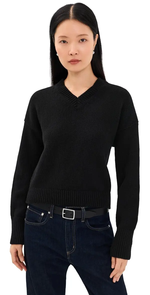 Daughter Sora Slouch V Neck Wool Sweater - Black