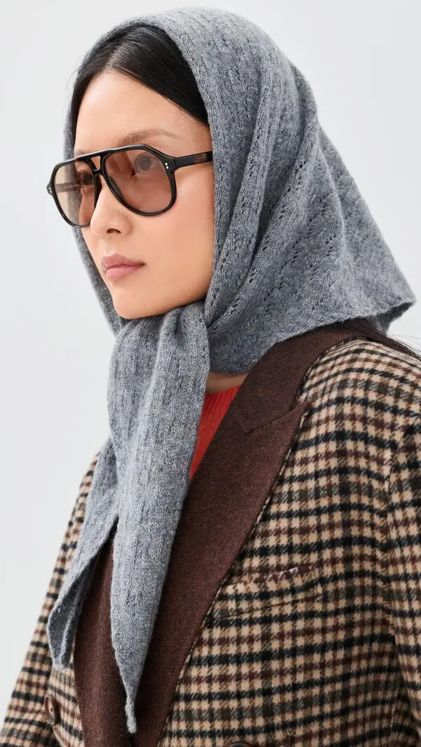 DAMSON MADDER Large Pointelle Triangle Scarf