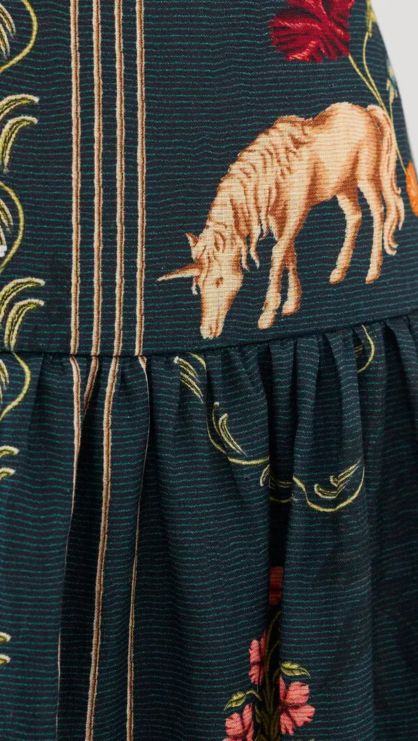 Agua Bendita Lima Isolda Linen Maxi Dress