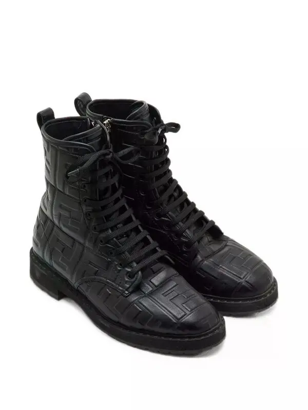 Fendi Zucca Embossed Combat Boots