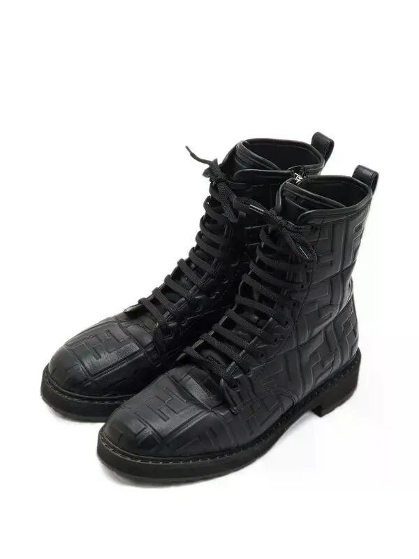Fendi Zucca Embossed Combat Boots