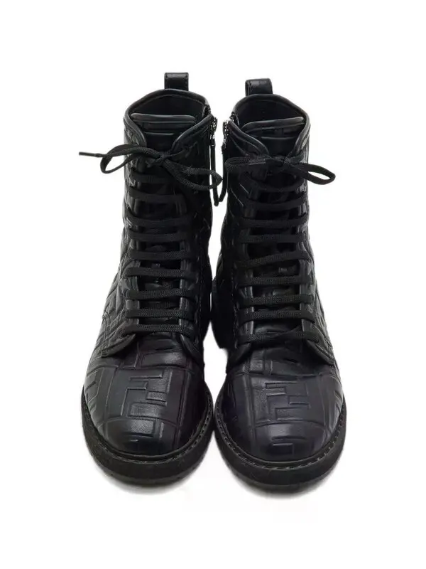 Fendi Zucca Embossed Combat Boots