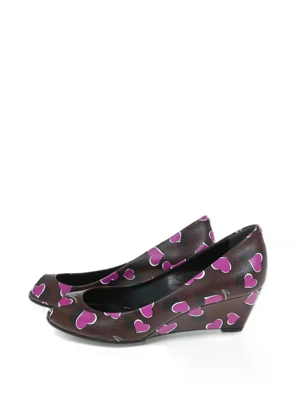 Gucci Heart-print Open-toe Pumps - Brown