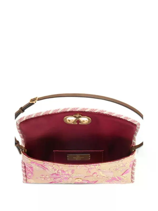 Valentino Garavani Devain Small Shoulder Bag In Jacquard Cloqué Fabric