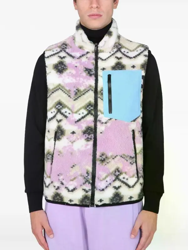 MSGM Patterned Fleece Gilet - Neutrals