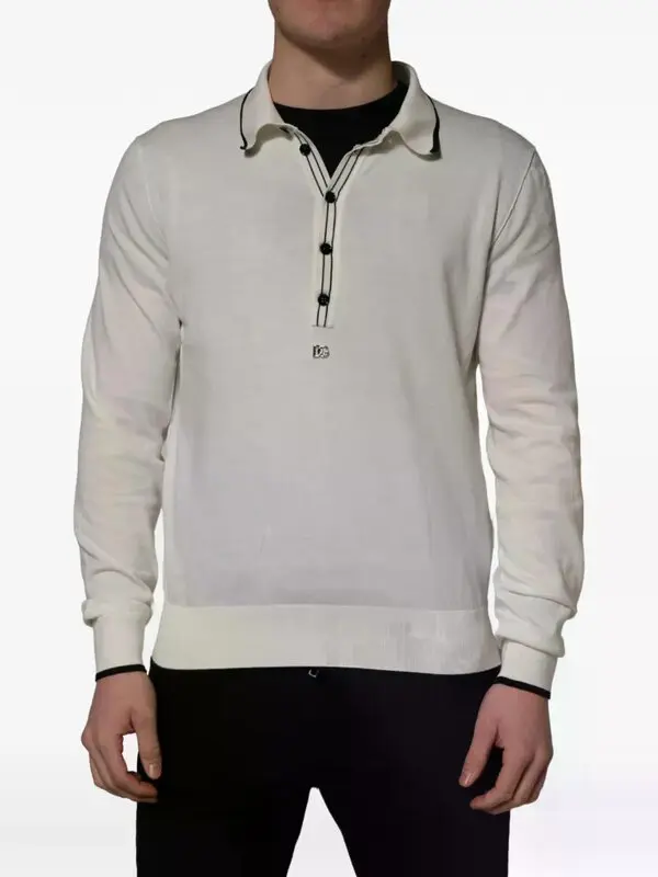 Dolce & Gabbana Piped-trim Long-sleeve Polo Shirt