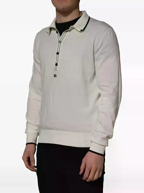 Dolce & Gabbana Piped-trim Long-sleeve Polo Shirt