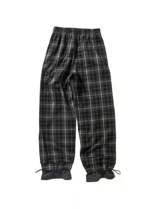 PERVERZE Layered Check-print Trousers - Grey
