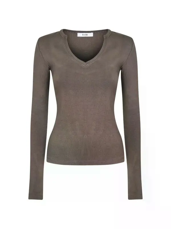 ELEH Split-neck Long-sleeve Sweater