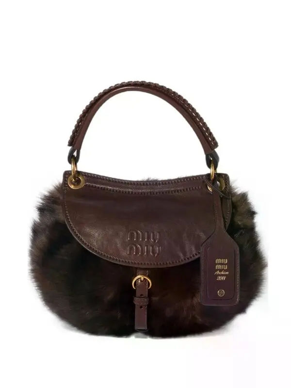 Miu Miu Rendez-vous Shearling And Nappa Leather Bag - Brown