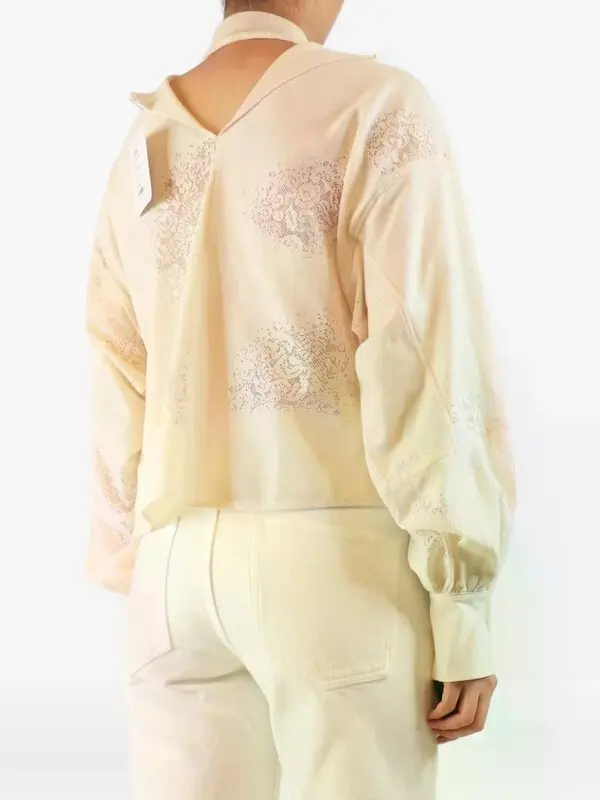 Victoria Beckham Lace-trim Neck-tie Blouse - Neutrals