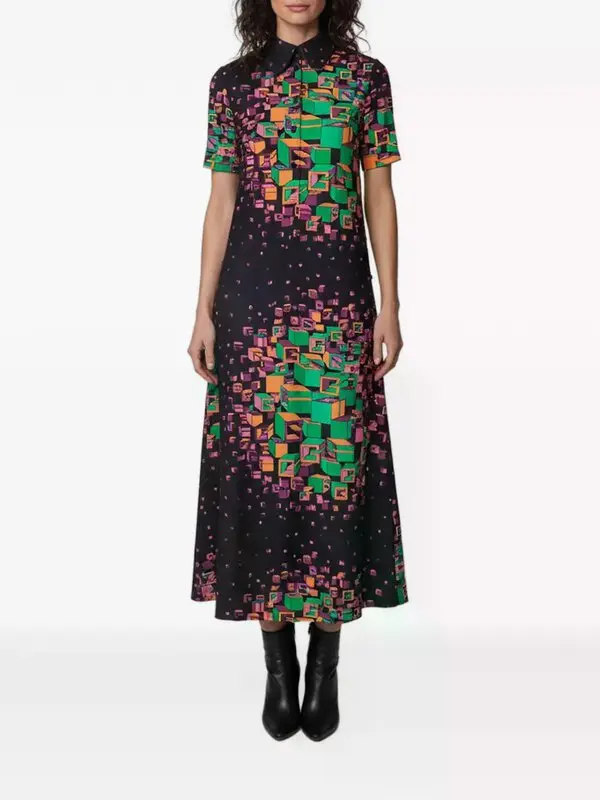 Gucci G Cube Geometric-print Midi Dress - Black