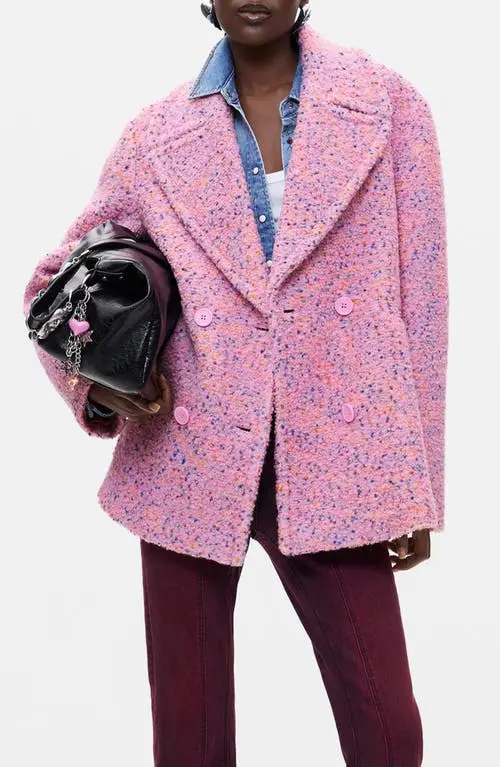Desigual Multi-flecked Wool Blend Coat - Pink