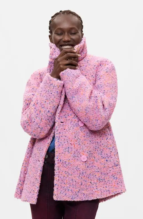 Desigual Multi-flecked Wool Blend Coat - Pink