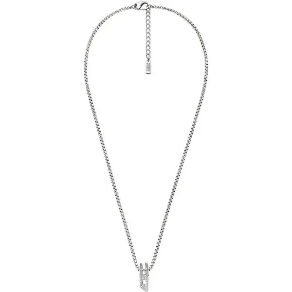 DIESEL® D Logo Pavé Pendant Necklace