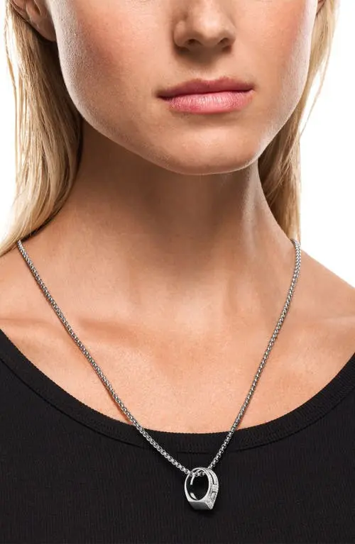 DIESEL® D Logo Pavé Pendant Necklace