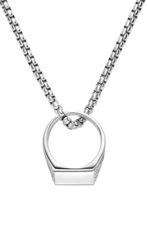 DIESEL® D Logo Pavé Pendant Necklace